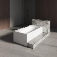 China 72 Inch Glossy Soaking Solid Surface Bathtub Freestanding With Integrated Water Faucet for sale