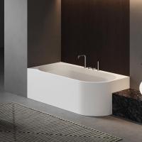 China 72 Inch Glossy Soaking Solid Surface Bathtub Freestanding With Integrated Water Faucet for sale