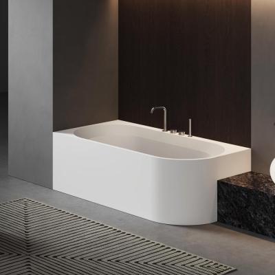 China 72 Inch Glossy Soaking Solid Surface Bathtub Freestanding With Integrated Water Faucet for sale