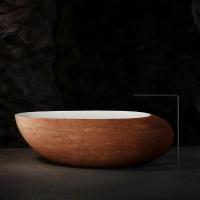 China Travertine Stone Texture Solid Surface Freestanding Tub 58