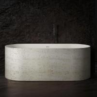 China Travertine Stone Texture Solid Surface Freestanding Tub 58
