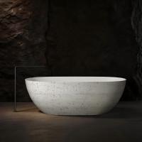 China Travertine Stone Texture Solid Surface Freestanding Tub 58