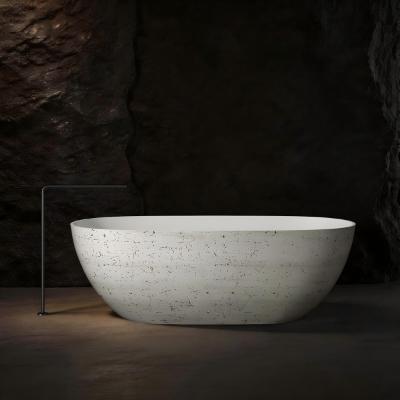 China Travertine Stone Texture Solid Surface Freestanding Tub 58
