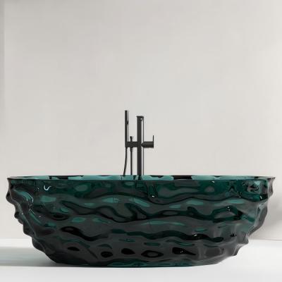 China Designer Freestanding Sculptural Stone Resin Solid Surface Bathtub 1800mm For Modern Bathroom for sale