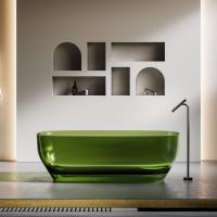 China Designer Freestanding Sculptural Stone Resin Solid Surface Bathtub 1800mm For Modern Bathroom for sale