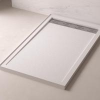 China Bespoke Stone Effect Solid Surface Shower Tray 1400 X 700 Black Beige for sale