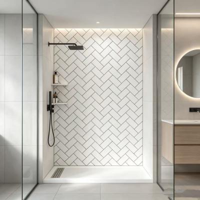 China Herringbone Solid Sheet Shower Walls Panel No Grout OEM for sale