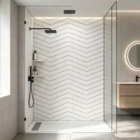 China Bespoke Geometric Chevron Solid Shower Wall Panels Waterproof For Bathroom for sale
