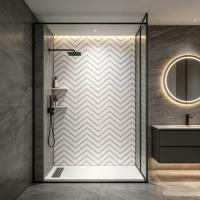 China Chevron Decorative Solid Surface Shower Wall Panel Bathtub Surround for sale