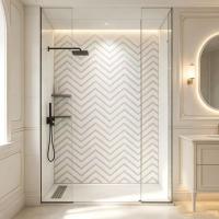 China Chevron Decorative Solid Surface Shower Wall Panel Bathtub Surround for sale