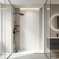 China Chevron Decorative Solid Surface Shower Wall Panel Bathtub Surround for sale
