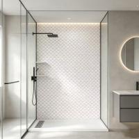 China Seamless Mosaic Solid Surface Wall Panel Bathroom Shower Artificial Stone Moisture Proof for sale
