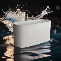 China Compact Resin Freestanding Bathtub 1300mm Homogeneous Solid Surface for sale