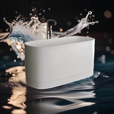 China Compact Resin Freestanding Bathtub 1300mm Homogeneous Solid Surface for sale