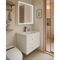 China 700mm Stainless Steel Bathroom Sink Cabinets Wall Mounted Vanity Set With LED Mirror for sale