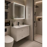China 700mm Stainless Steel Bathroom Sink Cabinets Wall Mounted Vanity Set With LED Mirror for sale