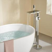 China Polished Chrome Freestanding Waterfall Bath Taps Faucet Widespread for sale