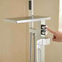 China Polished Chrome Freestanding Waterfall Bath Taps Faucet Widespread for sale