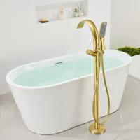 China Modern Brushed Gold Freestanding Waterfall Bathtub Faucet with Handheld Shower bath sanitary ware for sale