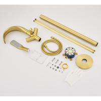China Modern Brushed Gold Freestanding Waterfall Bathtub Faucet with Handheld Shower bath sanitary ware for sale