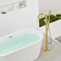 China Modern Brushed Gold Freestanding Waterfall Bathtub Faucet with Handheld Shower bath sanitary ware for sale