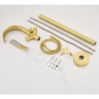 China Modern Brushed Gold Freestanding Waterfall Bathtub Faucet with Handheld Shower bath sanitary ware for sale