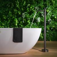 China Minimalist Gunmetal Grey Freestanding Bathtub Faucet Solid Brass Floor Mounted Tub Filler bath sanitary ware for sale