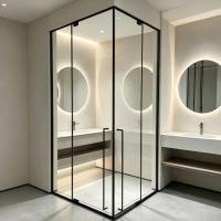 China Anti Slip Corner Frosted Glass Shower Enclosure Semi Frameless Door ODM for sale