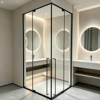 China Anti Slip Corner Frosted Glass Shower Enclosure Semi Frameless Door ODM for sale