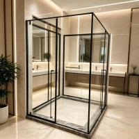 China Residential Bathroom Sliding Frameless Swinging Shower Door Enclosure Acid Etched Glass for sale