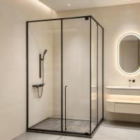 China Residential Bathroom Sliding Frameless Swinging Shower Door Enclosure Acid Etched Glass for sale