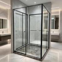 China Anti Slip Corner Frosted Glass Shower Enclosure Semi Frameless Door ODM for sale