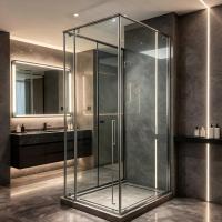 China Anti Slip Corner Frosted Glass Shower Enclosure Semi Frameless Door ODM for sale