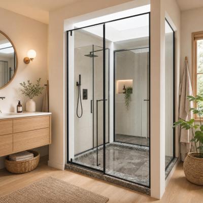 China Modern Frameless Glass Shower Enclosures Pivot Door Flexible Opening OEM for sale