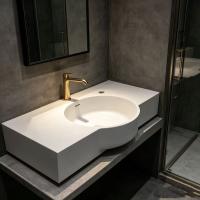 China SOLID SURFACE INTEGRATED COUNTERTOP ROUND BASIN VANITY,SOLID SURFACE VANITY TOP, INTEGRATED ROUND SINK COUNTERTOP, ARTIFICIAL STONE BATHROOM BASIN, WOOD CABINET VANITY UNIT, for sale