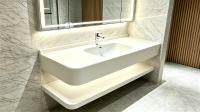 China SOLID SURFACE INTEGRATED WALL HUNG VANITY SINK，SOLID SURFACE VANITY SINK, WALL HUNG INTEGRATED BATHROOM SINK, SEAMLESS ARTIFICIAL STONE BASIN, for sale