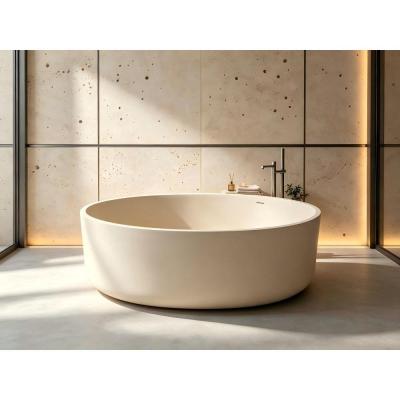China Travertine Stone Texture Solid Surface Freestanding Tub for sale