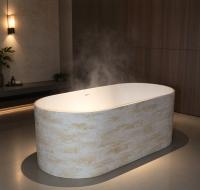 China Travertine Stone Texture Solid Surface Freestanding Tub for sale