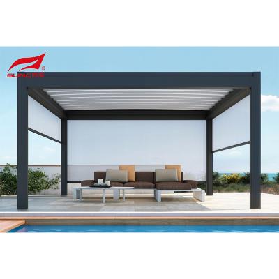 China 4 x 4m Manual Louvered Pergola Aluminium Waterproof For Outdoor Garden Building for sale