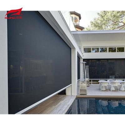 China Motorized Outdoor Roller Blinds Patio Window Sunshade Zip Track Blinds for sale