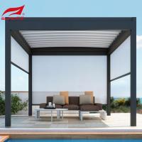 China Motorized Outdoor Aluminium Louvered Roof Pergola With Drainage System And Side Screen for sale