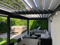 China IP67 Patio Outdoor Adjustable Louvered Motorized Aluminum Pergola Kits Accessories for sale