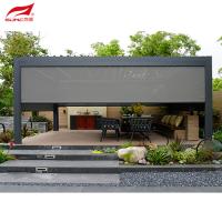 China Motorized Outdoor Aluminium Louvered Roof Pergola With Drainage System And Side Screen for sale