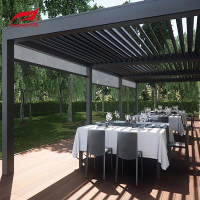 China Rainproof Motorized Aluminum Pergola Gazebo Louvered Roof For Garden Building for sale