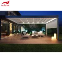 China Outdoor Motorized Aluminum Pergola Gazebo With RGB Light Sliding Glass Door for sale