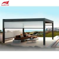 China Outdoor Motorized Aluminum Pergola Gazebo With RGB Light Sliding Glass Door for sale