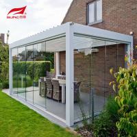 China RGB Light Motorized Aluminum Pergola Gazebo With Outdoor Zipscreen Roller Blinds for sale