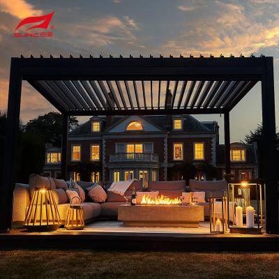China 3X3 3x4 3x5 Outdoor Motorized Aluminum Pergola With Grey Roller Blinds for sale