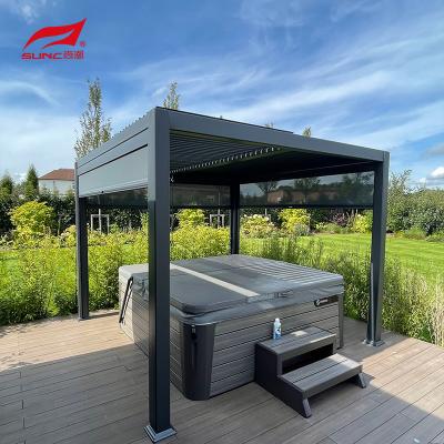 China Windproof Motorized Louvered Aluminum Pergola Outdoor Garden Roller Blinds for sale