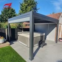China Grey Motorized Louvred Roof Aluminium Pergola With Zip Screen Blinds for sale